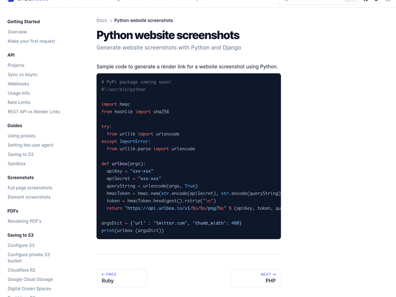 Python website screenshots | Urlbox Python website screenshots | Urlbox