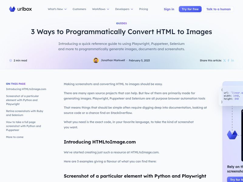 3 Ways to Programmatically Convert HTML to Images | Urlbox 3 Ways to Programmatically Convert HTML to Images | Urlbox